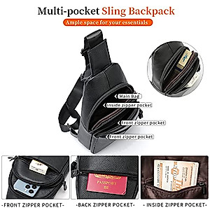NIUCUNZH Sling Bag Crossbody Bags Shoulder Small Sling Backpack - Genuine Leather, Lightweight & Compact for Travel Everyday