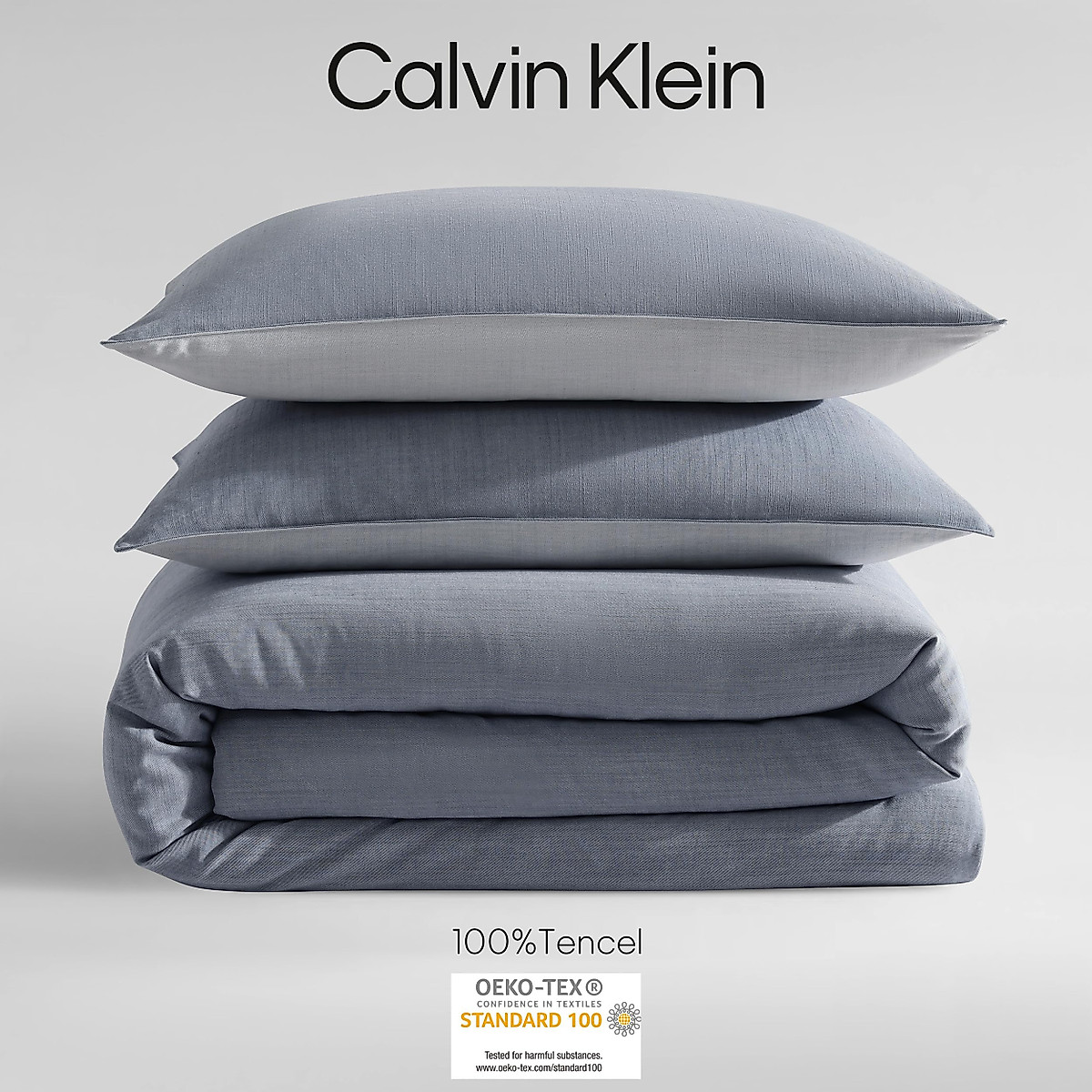 Calvin Klein - King Duvet Cover Set, Reversible Tencel Bedding with Matching Shams, Modern Home Decor (Slate Blue, King)