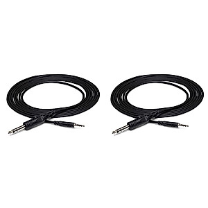 HOSA CMS-103 3.5 mm TRS to 1/4" TRS Stereo Interconnect Cable, 3 Feet (Pack of 2)