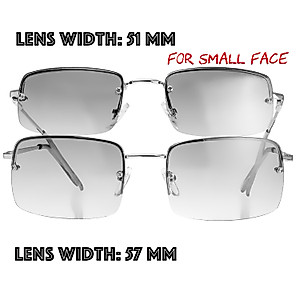 The Fresh Minimalist Small Rectangular Sunglasses Clear Eyewear Spring Hinge - Gift Box Package - FR1M4002MC01 (Silver, Gradient Clear, 51)