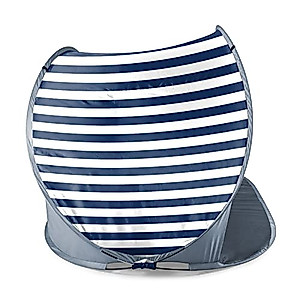 ONIVA - a Picnic Time brand - Manta Portable Beach Tent - Pop Up Tent - Beach Sun Shelter Pop Up, (Navy Blue & White Stripe)