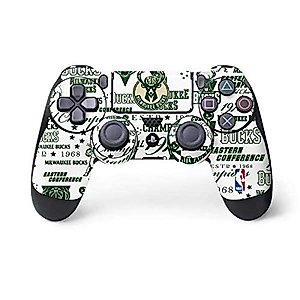 Skinit Decal Gaming Skin Compatible with PS4 Controller - Officially Licensed NBA Milwaukee Bucks Historic Blast