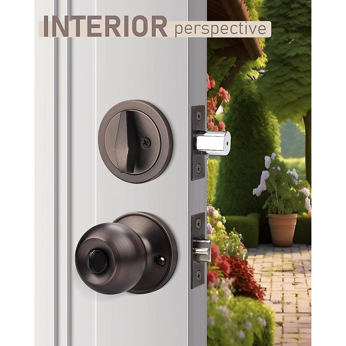 Exterior Deadbolt and Door Knob Set, Oil Rubbed Bronze Entry Door Locksets with Single Cylinder Deadbolt, 3 Pack Keyed Alike Door Lockset with Over 250000 Cycles