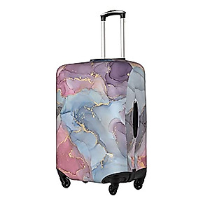 Pink Blue Marble Luggage Cover Elastic Washable Stretch Suitcase Protector Anti-Scratch Travel Suitcase Cover for Kid and Adult L (25-28 inch suitcase)