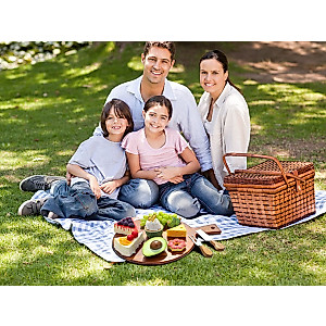 Round Acacia Wood Board Cutting Board with Knife Fork Handle, Wood Serving Board Round Cheese Board Charcuterie Board Cheese Paddle Board