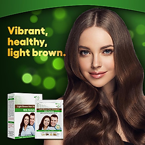 BIOGREEN ROOTS Ammonia-Free Herbal Hair Shampoo - Effectively Covers Gray Hair for Men and Women - Natural Color and Herbal Nourishment - No Stain on Skin - Light Brown (5 sachets x 25 ml)