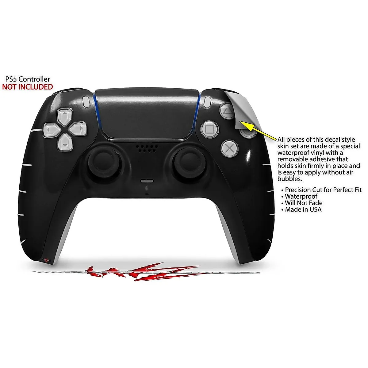 WraptorSkinz Skin Wrap compatible with Sony PS5 DualSense Controller Solids Collection Color Black (CONTROLLER NOT INCLUDED)