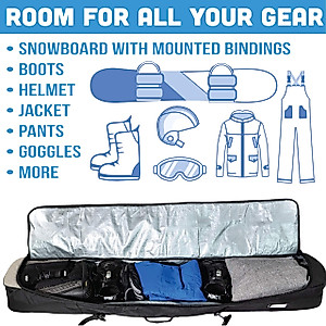 Athletico Peak Padded Snowboard Bag (Black/Gray, 157cm)