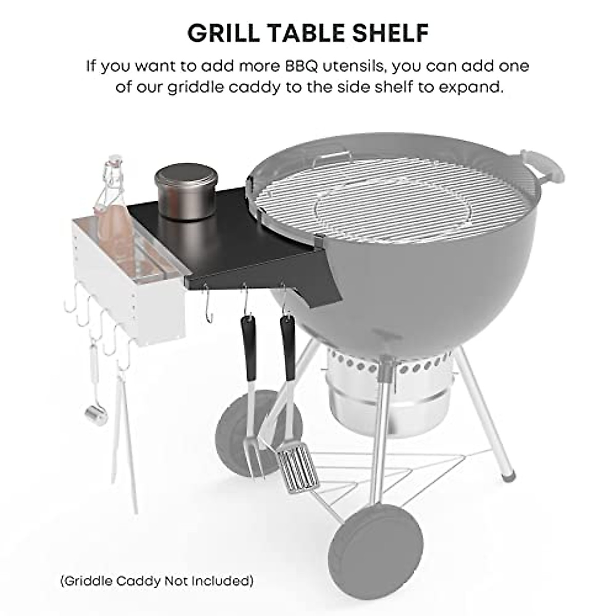 Stanbroil Grill Side Table for 22 Inch Weber Master-Touch & Original Kettle & Original Kettle Premium Charcoal Grills