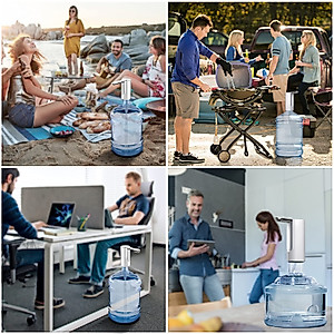 Water Dispenser, 5 Gallon Water Dispenser, Rechargeable Water Pump for 5 Gallon Bottle for Home, Office & Outdoor (White)