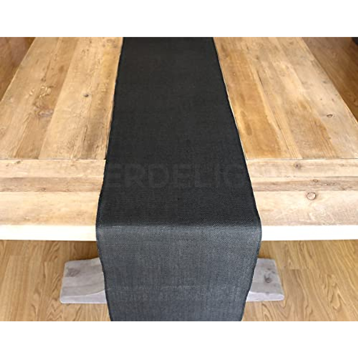 CleverDelights 14" Black Burlap Roll - Finished Edges - 10 Yards - Jute Burlap Fabric