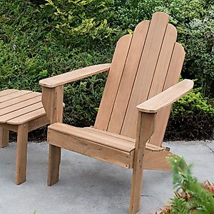 Cambridge Casual Lakeside Teak Wood Patio Adirondack Fire Pit Lounge Chair, Natural Teak, Set of 2