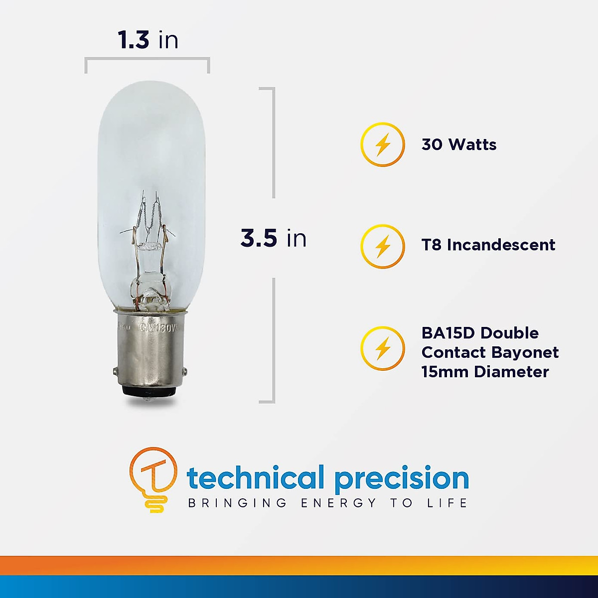 Technical Precision 12V 30W T8 Clear Incandescent Replacement Bulb for Perko-374-1 Light Bulb BA15D Double Contact Bayonet Base - Marine Lamp Light Bulb 8796X 374-1 10796-1 Pack