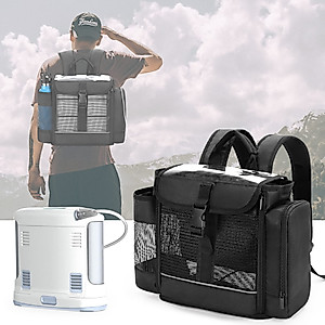 CURMIO Portable Oxygen Concentrator Backpack Compatible with Inogen One, Oxygo, Caire Units, SimplyGo Mini, POC Travel Bag for Machine and Accessories, Black (Bag Only, Patent Design)