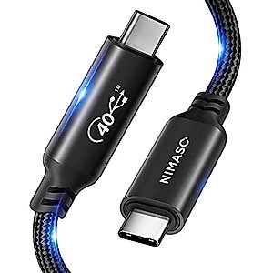 NIMASO [USB-IF Certified] Thunderbolt 4 Cable 3.3ft 40Gbps USB 4 Cable, USB C Display Cable with 8K Video and 100W Charging, Compatible with MacBook Pro, iMac, iPad, Thunderbolt 3 Cable, Hub,USB-C