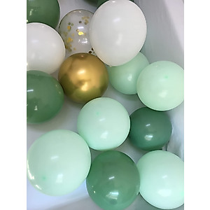 Matte Sage Green Gold Balloons – Light Mint Olive Green Balloons for Wedding Neutral Baby Shower Birthday Party Supplies 60 packs (Sage green + gold)