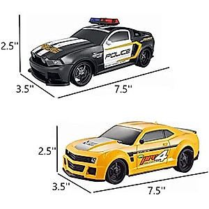 RC Remote Control Police Chase Fun | Pack of 2 Upgraded Version Radio Control Racing Car & Police Car | Easy to Operate, One Frequency Per Car - Two Players Can Play Together