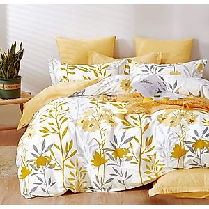 SLEEPBELLA Duvet Cover Set 600 Thread Count Cotton Bedding Set (Twin, Yellow)