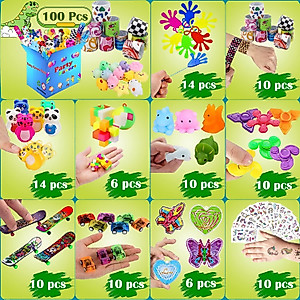 Dilycery 100 Pcs Party Favors Treasure Box Toys for Classroom Carnival Prizes Rewards, Stocking Stuffers, Goodie Bag Stuffers for Kids Party, Pinata Fillers Birthday Gifts Bulk Toys