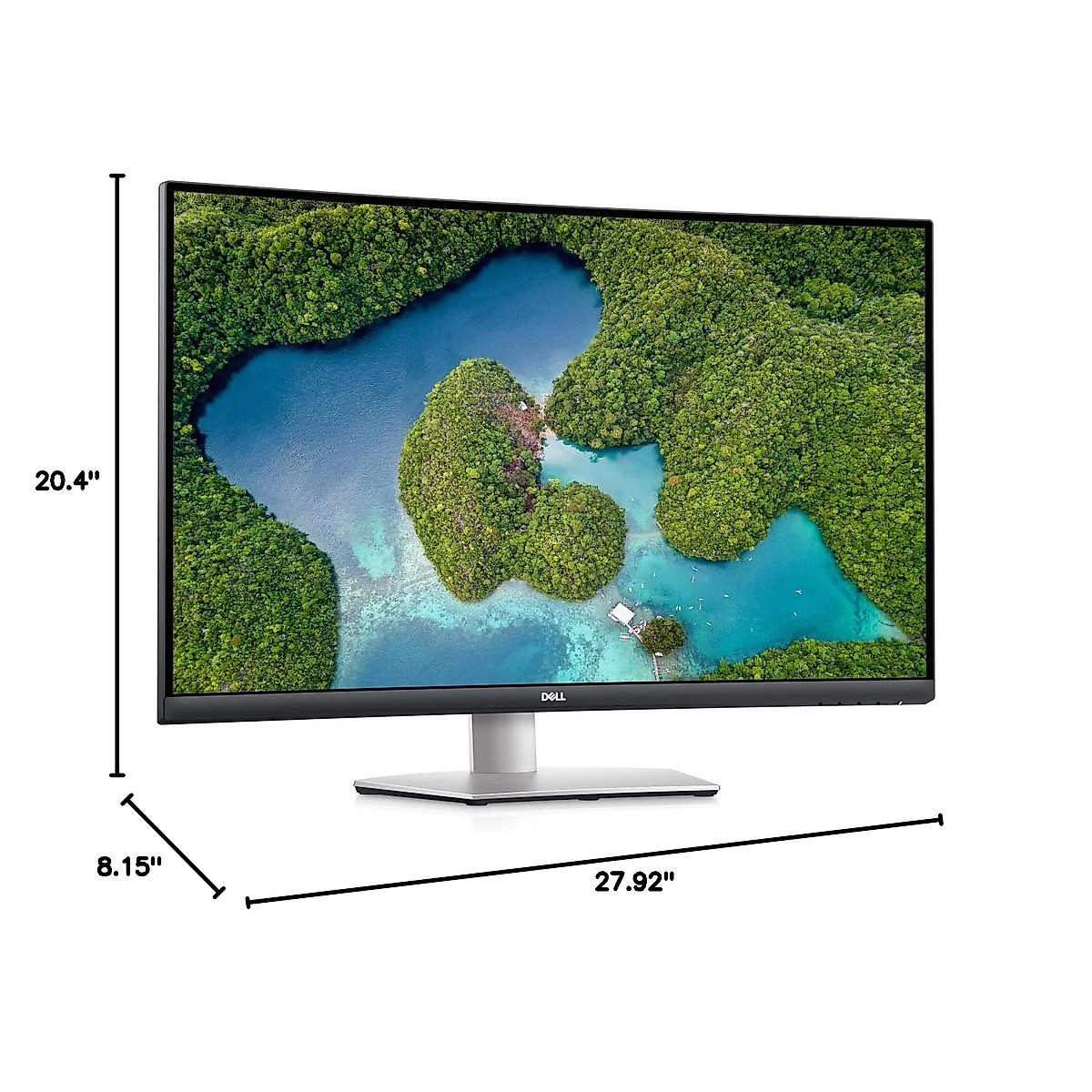 Dell S3221QS 32 Inch Curved 4K UHD (3840 x 2160), VA Ultra-Thin Bezel Monitor, 60Hz, 4MS Response Time, 90% DCI-P3, 99% sRGB, AMD FreeSync, HDMI, DisplayPort, Built in Speakers, VESA Certified, Silver