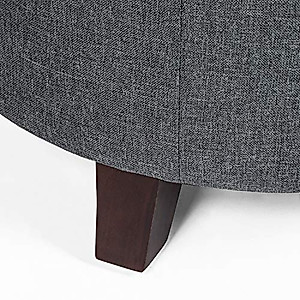 Convenience Concepts Designs4Comfort Round Storage Ottoman 19.75" - Versatile Contemporary Foot Stool for Living Room, Office, Gray Fabric
