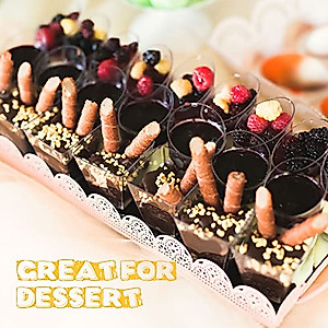 Nuogo Mini Plastic Dessert Cups with Spoons Include 3 Oz Square Appetizer 2.5 Slanted Round Parfait Mousse Ice Cream Bar Supplies Small Clear Bowls for Party Wedding (100 Pcs)