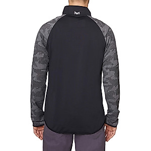Hickey Freeman Men's Camo Jacquard Sleeve Quarter Zip, Black, XX-Large