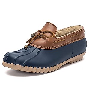 DKSUKO Snow Women's Waterpoof Loafer Shoes Slip On Flat Duck shoe (10 B(M) US, Blue)