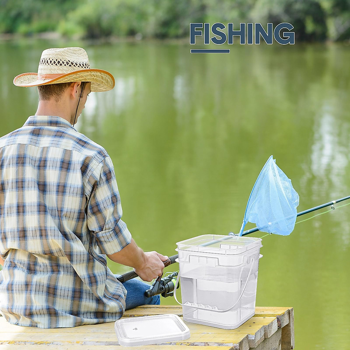 Domensi 6 Pcs Clear Square Bucket with Lid Food Buckets Ice Cream Plastic Buckets with Handle Reusable Freezer Containers Industrial Pails for Paint Storage for Kitchen Home(1.5 Gallon)