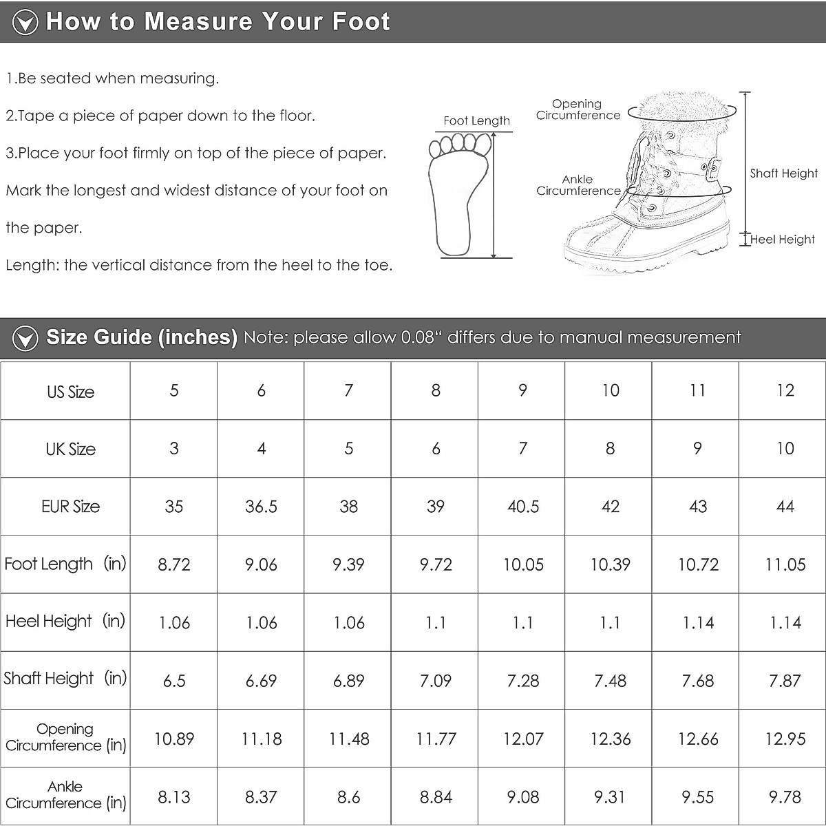 DREAM PAIRS Women's River 3 Grey Mid Calf Waterproof Winter Snow Boots Size 10 M US