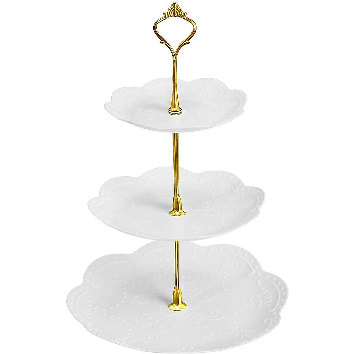 3 Tier Cupcake Stand, Plastic Tiered Serving Stand, Dessert Tray for Tea Party, Baby Shower and Wedding (Round)