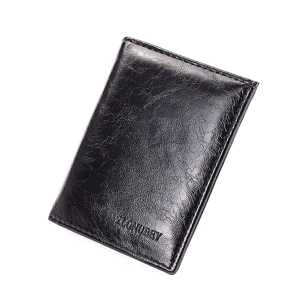 ZLONUBEY Wallets for Mens RFID Protection Leather Slim Small Womens Wallet Business Card Holders (Black)