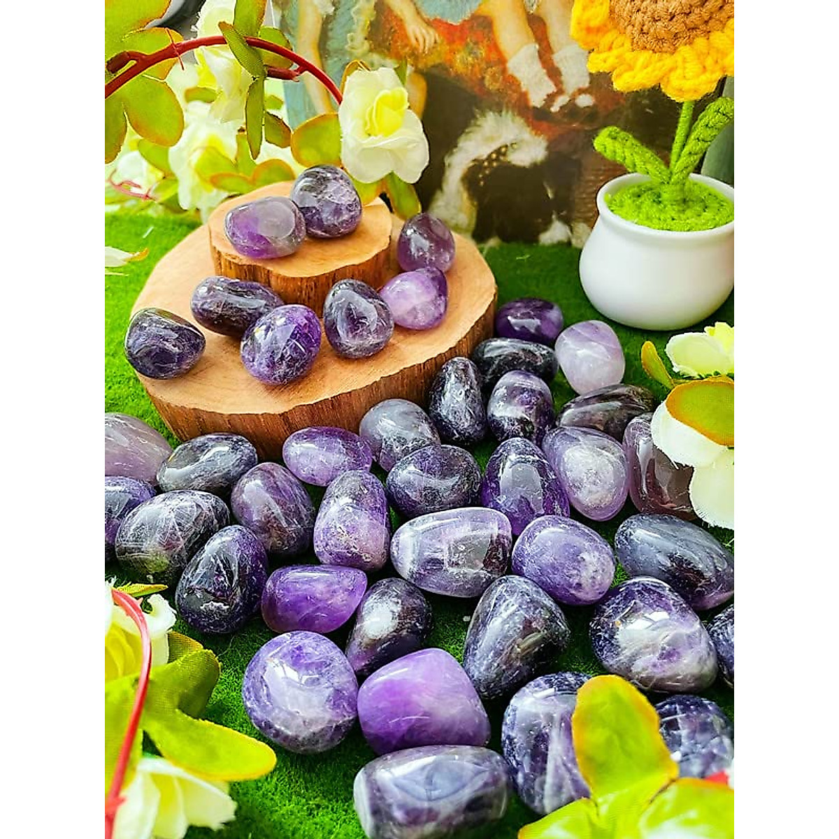 DUQGUHO Amethyst Healing Crystals Stones Set Natural Bulk Crystals Tumbled Polished Irregular Crystal Stones Bulk Rocks 0.45 lbs