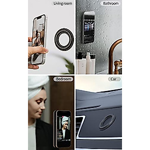 Nillkin 2 Pack Magnetic Phone Holder for Wall Bedroom Phone Stand Mount for car Mobile Phone Cradle Magnet for iPhone 13 Pro 13 Pro Max 12,SnapHold Magnetic Sticker for Kitchen (Black) (Black)