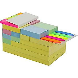 4A Sticky Notes Value Pack,Assorted The Most Commonly Used Sizes In One PP Box,Self-Stick Notes,18 Pads/Box,1900 Sheets Total,4A 4012