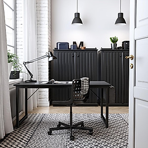 ODK Computer Writing Desk 55 inch, Sturdy Home Office Table, Work Desk with A Storage Bag and Headphone Hook, Vintage