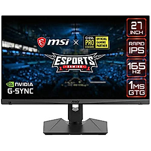 MSI QHD Rapid-IPS Quantum DOT Gaming Non-Glare Super Narrow Bezel 1ms 2560 x 1440 165Hz Refresh Rate Adjustable Arm G-Sync Compatible 27” Gaming Monitor (Optix MAG274QRF-QD)