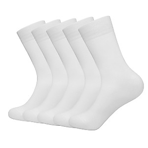 SERISIMPLE Viscose Bamboo Dress Men Sock Thin Soft Crew Anti Odor Lightweight Sock Breathable Comfort Cool soft Sock 5 Pairs (US, Alpha, Large, Regular, Regular, White)