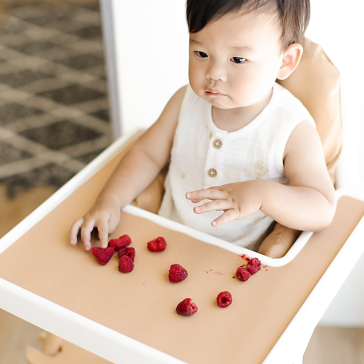 Yeah Baby Goods WIPEABLE Vegan Leather Cushion Cover Compatible for The IKEA ANTILOP Highchair (Doe-Cover and Cushion Insert)