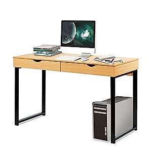 NDGDGA Desktop Computer Desk with Drawers for Small Spaces, Modern Home Office Laptop Table, Multipurpose Gaming Writing Study Computer Table Wooden Workstation (Yellow, 47.2 x 20.5 x 29.5 inches)