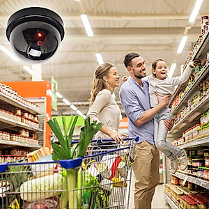 findTop Dummy Camera CCTV Surveillance System with Realistic Simulated LEDs, 2 Pack Fake Hemisphere Security Camera with 5 Pieces Warning Security Alert Sticker Decals