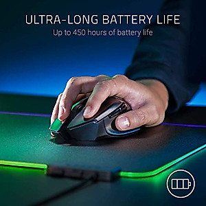 Razer Basilisk X Hyperspeed Razer 5G Advanced 16K DPI Optical Sensor Wireless Gaming Mouse with Up to 450 Hours of Battery Life, Mechanical Mouse Switches (Black)