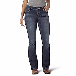 Wrangler Women's Western Mid Rise Stretch Boot Cut Jean, Navy, 17W x 32L