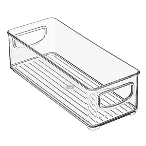 mDesign Small Plastic Nursery Storage Container Bins with Handles for Organization in Cabinet, Closet or Cubby Shelves - Organizer for Baby Food, Bibs, Formula - Ligne Collection - Clear