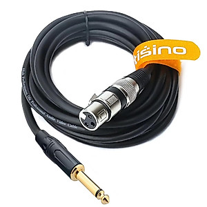tisino Female XLR to 1/4 (6.35mm) TS Mono Jack Unbalanced Microphone Cable Mic Cord for Dynamic Microphone - 6.6 FT/2 Meters