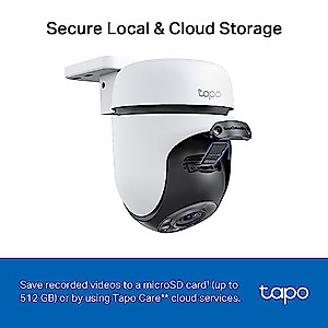 TP-Link Tapo 2K Outdoor Pan/Tilt Security Wi-Fi Camera, 360° View, Motion Tracking, Compatible with Alexa & Google Home, Night Vision, Free AI Detection, Up to 512GB Storage, Tapo C510W