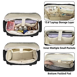 LoDrid Nurse Tote Bag with Padded Bottom, Nurse Utility Bag for Home Health, Nurse Work Tote Bag with Zip-Top Closure, 15.6" Laptop Layer, Multiple Pockets for Nurse Supplies, Black, Bag Only