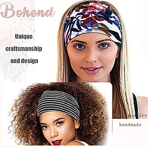 Bohend Boho Headband Wide Yoga Stretchy Bandeau Large Headwrap Sport Athletic Beach Hair Accessories for Women and Girls(8pcs)