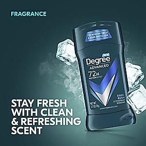 Degree Men Advanced Protection Antiperspirant Deodorant Cool Rush 4 count 72-Hour Sweat and Odor Protection Antiperspirant For Men With MotionSense Technology 2.7 oz