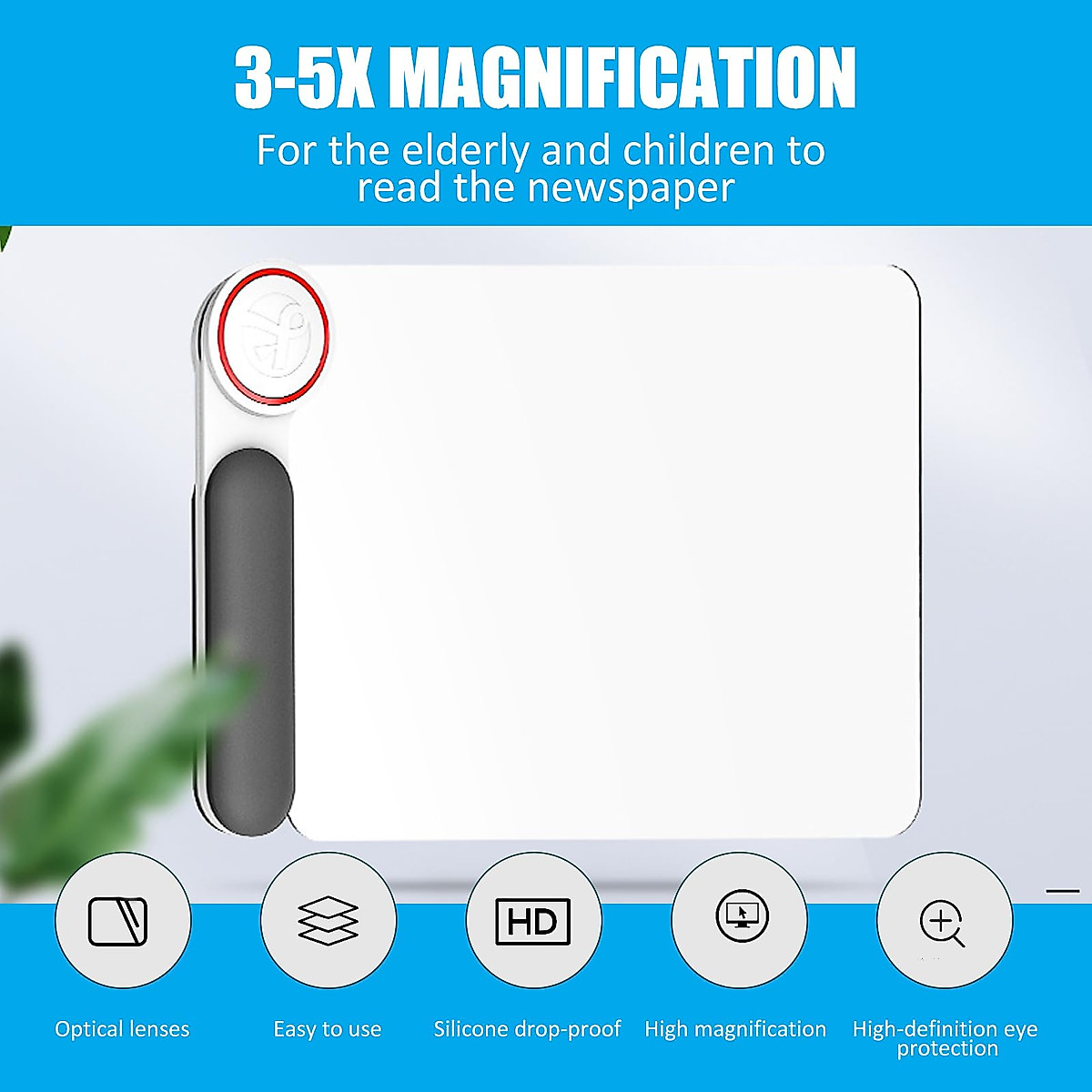 Viionlg 5X Magnifying Sheet for Reading, Full Page Magnifier for Reading for Seniors, Eye Candy Magnifier As Seen On Tv, Fresnel Lens, Perfect Folding Handheld Gifts for Low Vision Person